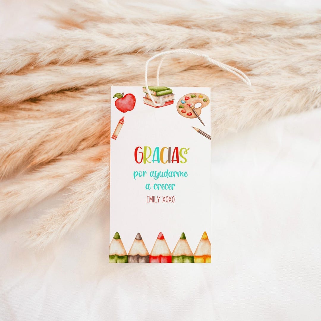 Teacher Appreciation Tag Spanish Editable Template, End of School Thank ...