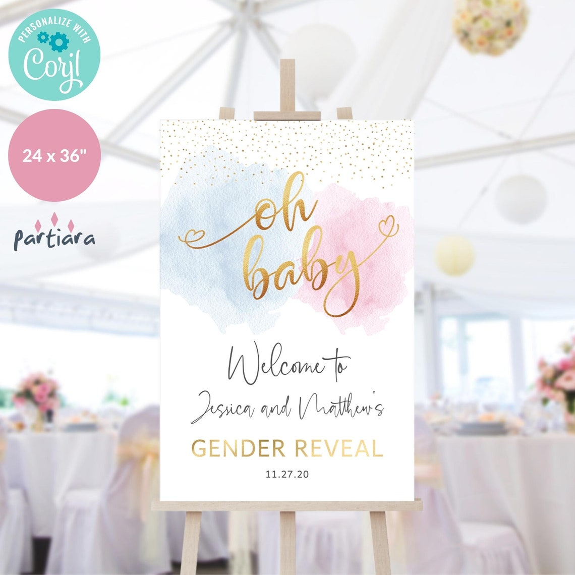 Gender Reveal Welcome Sign Printable Baby Reveal Party Welcome - Etsy