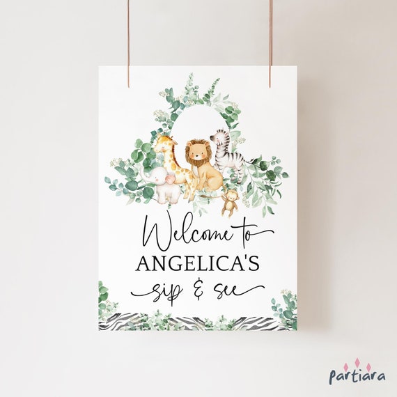 Safari Animals Baby Welcome Sign Printable Jungle Party New - Etsy
