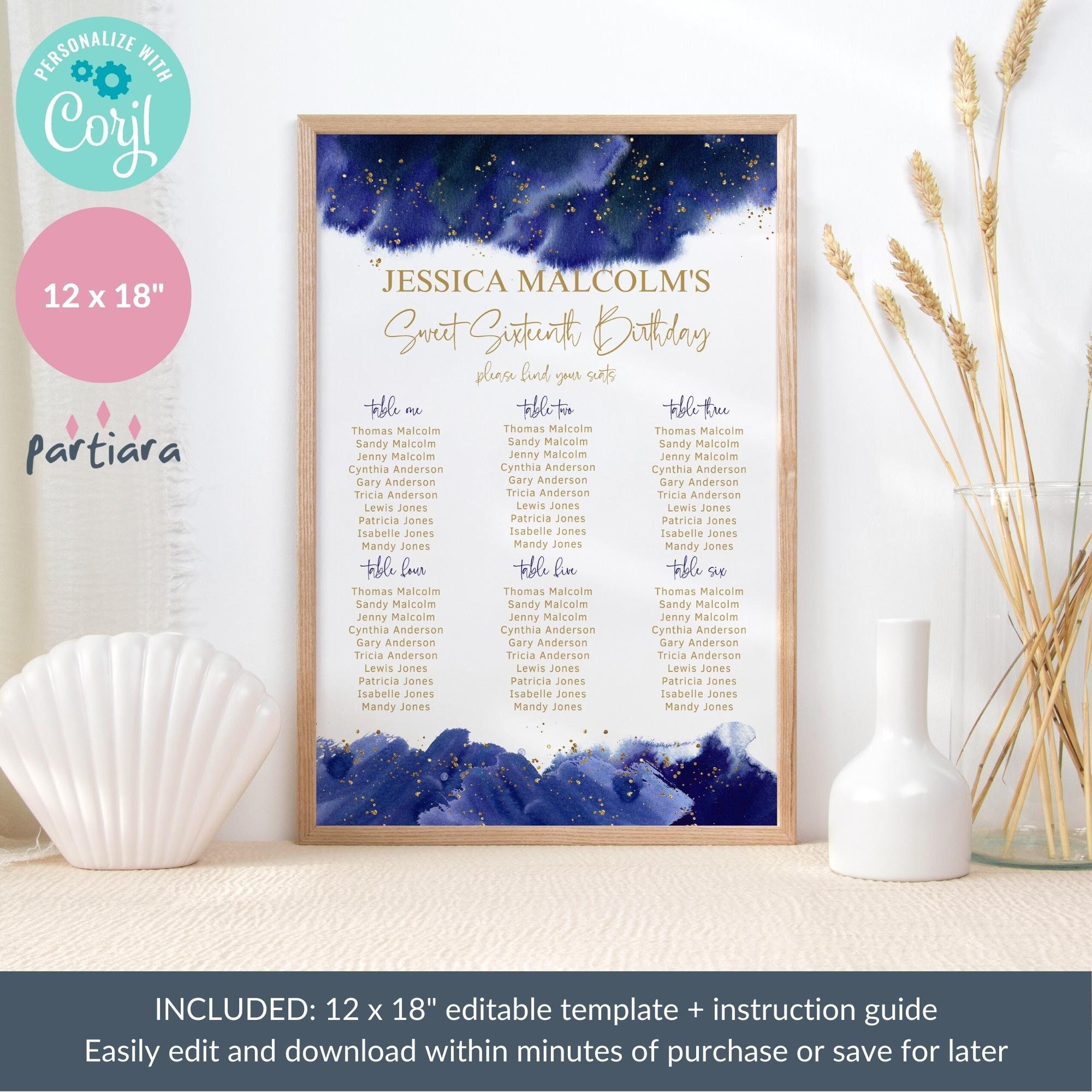 Royal Blue Seating Chart Boys Communion Seating Sign Printable - Etsy