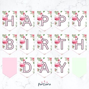 Flamingo Birthday Banner Sign Template: Teen Girls Tropical Bunting ...