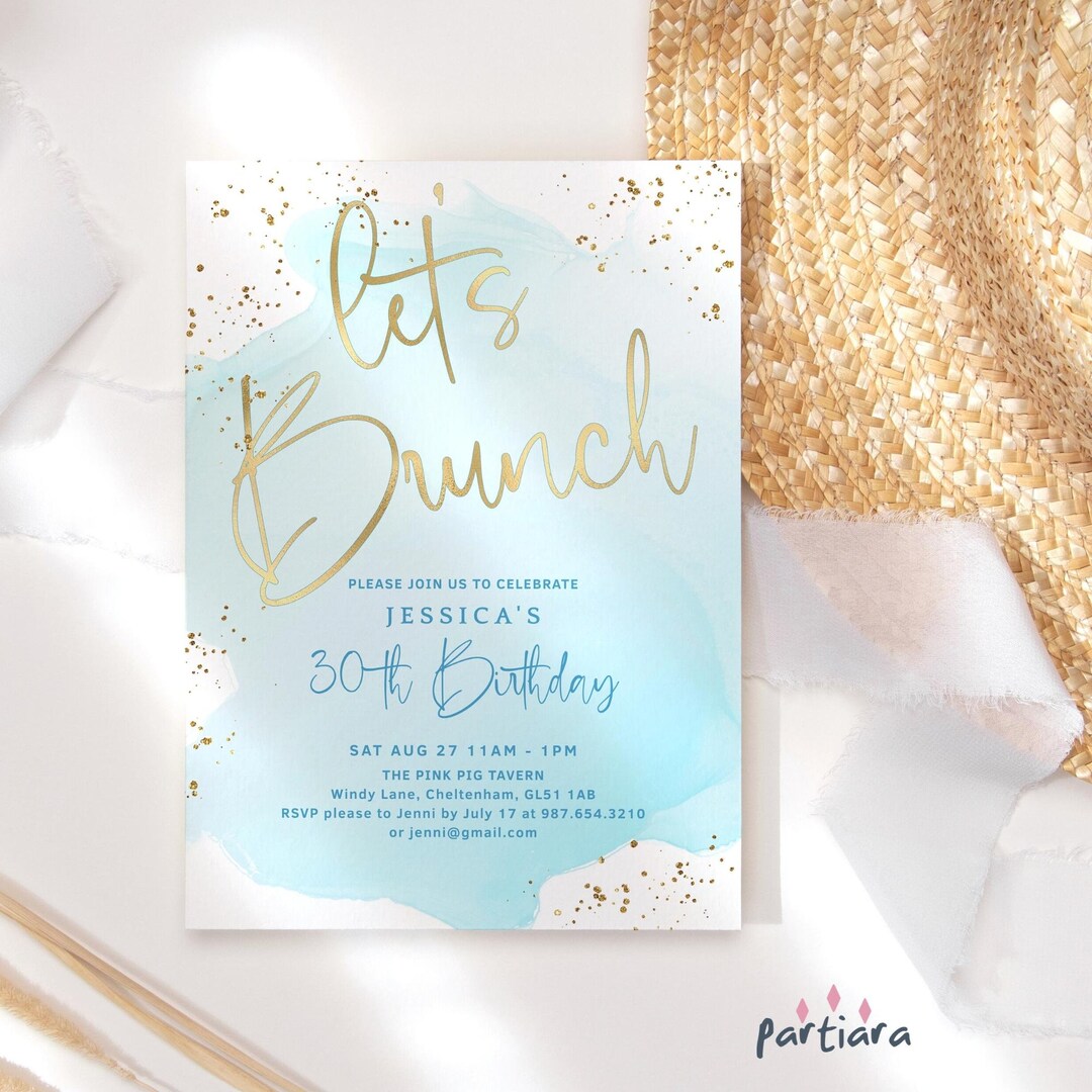 Lets Brunch Invitation Template, Birthday Brunch Invite Printable, Teen ...