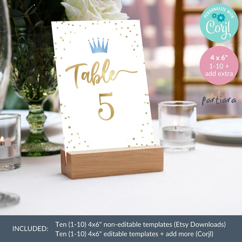 Baby Shower Table Number Cards Printable, Boys Baptism Table Decor ...