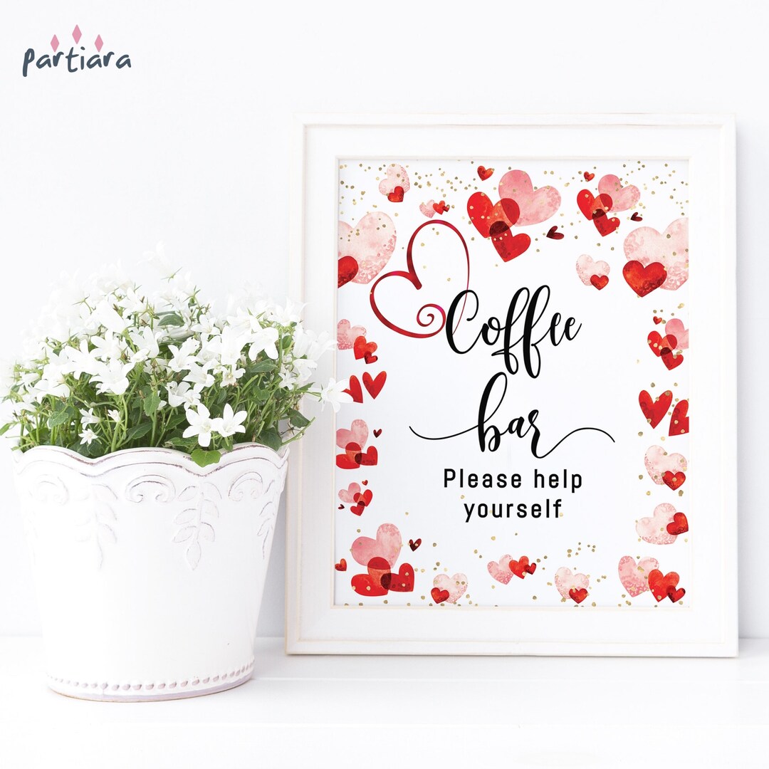 Valentines Coffee Bar Sign Printable, Printable Sweetheart Baby Shower ...