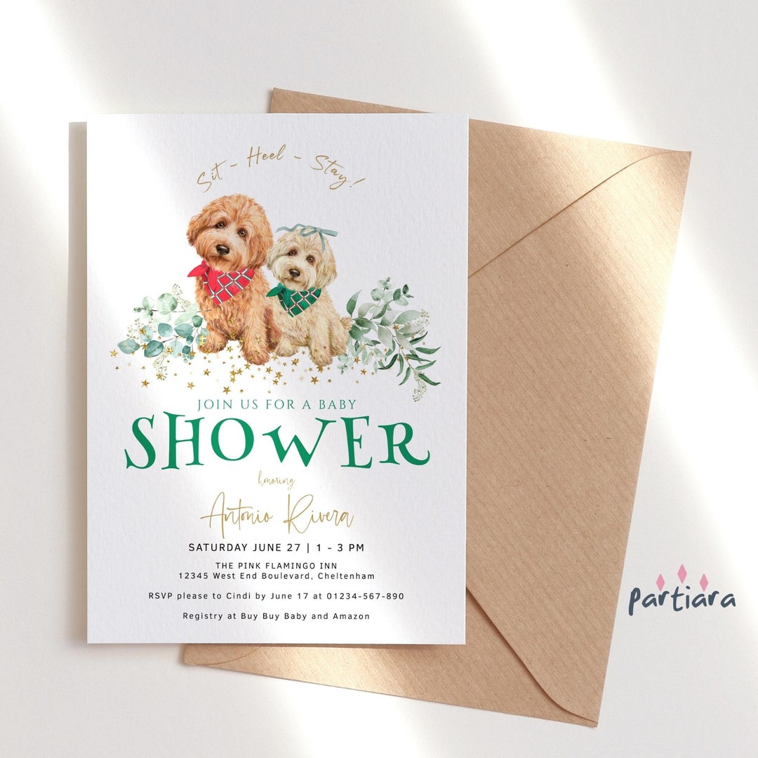 Puppy Baby Shower Invite Dogs Party Invitation Boy Girl - Etsy