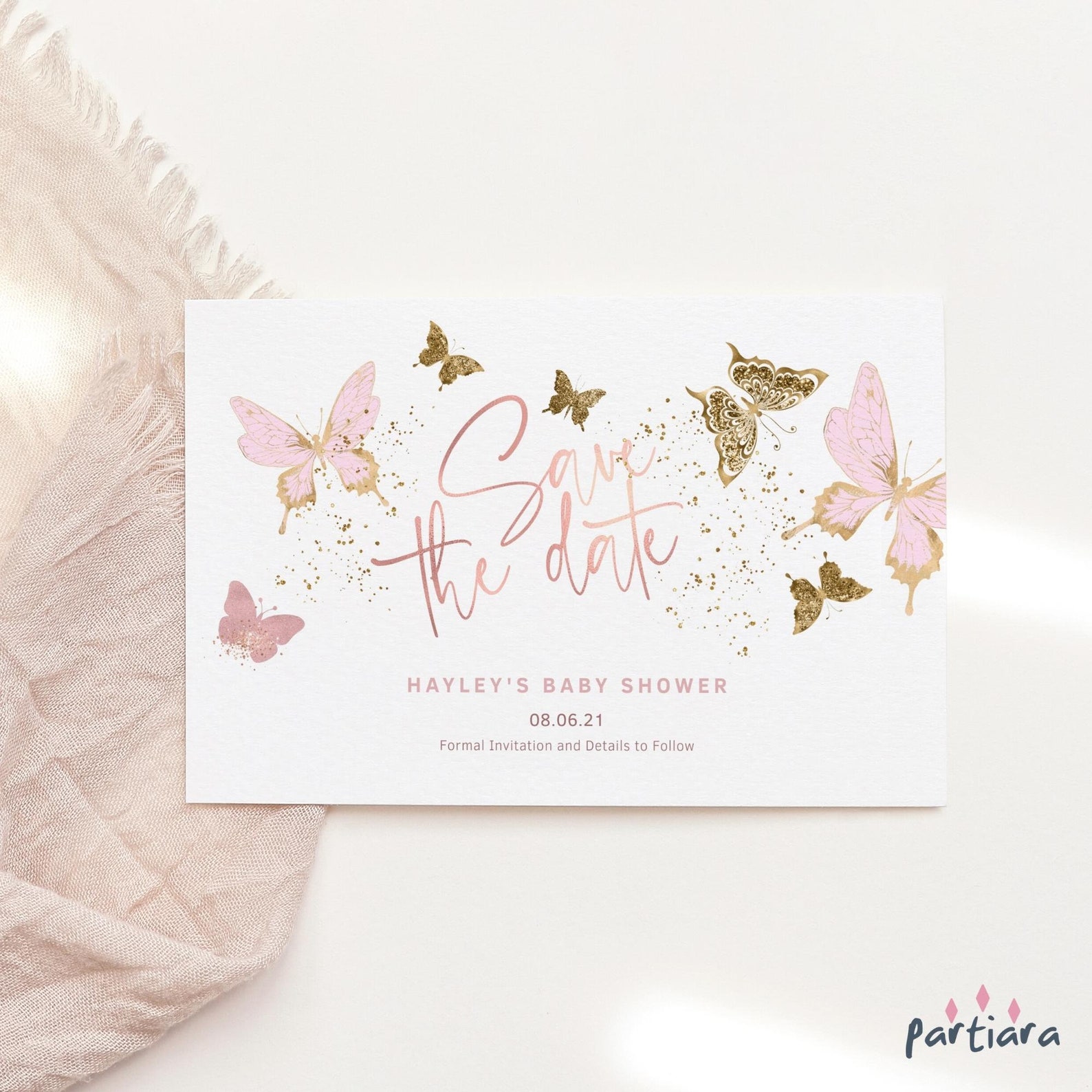 Editable Save the Date Card Butterfly Birthday Party | Etsy