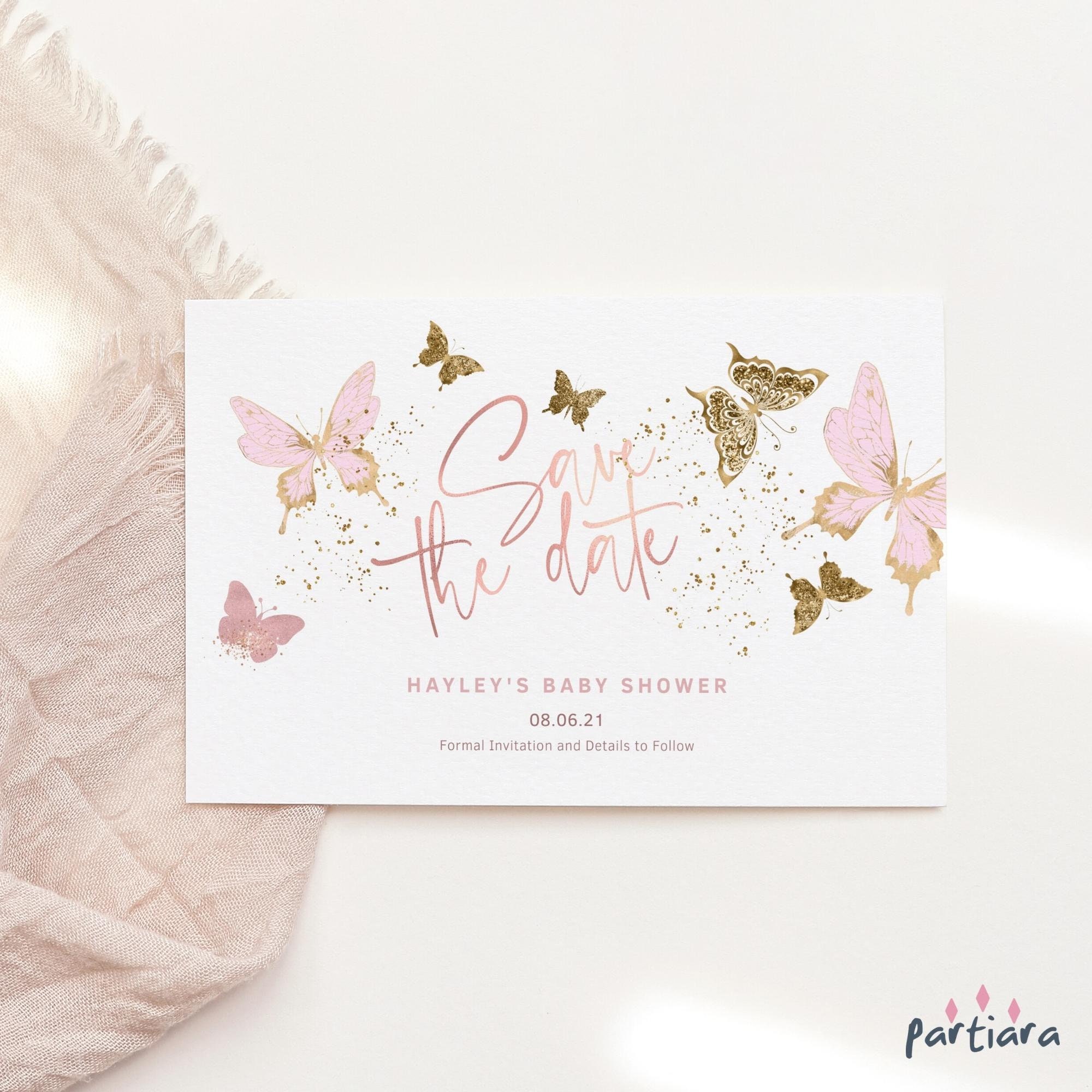 Editable Save the Date Card Butterfly Birthday Party - Etsy