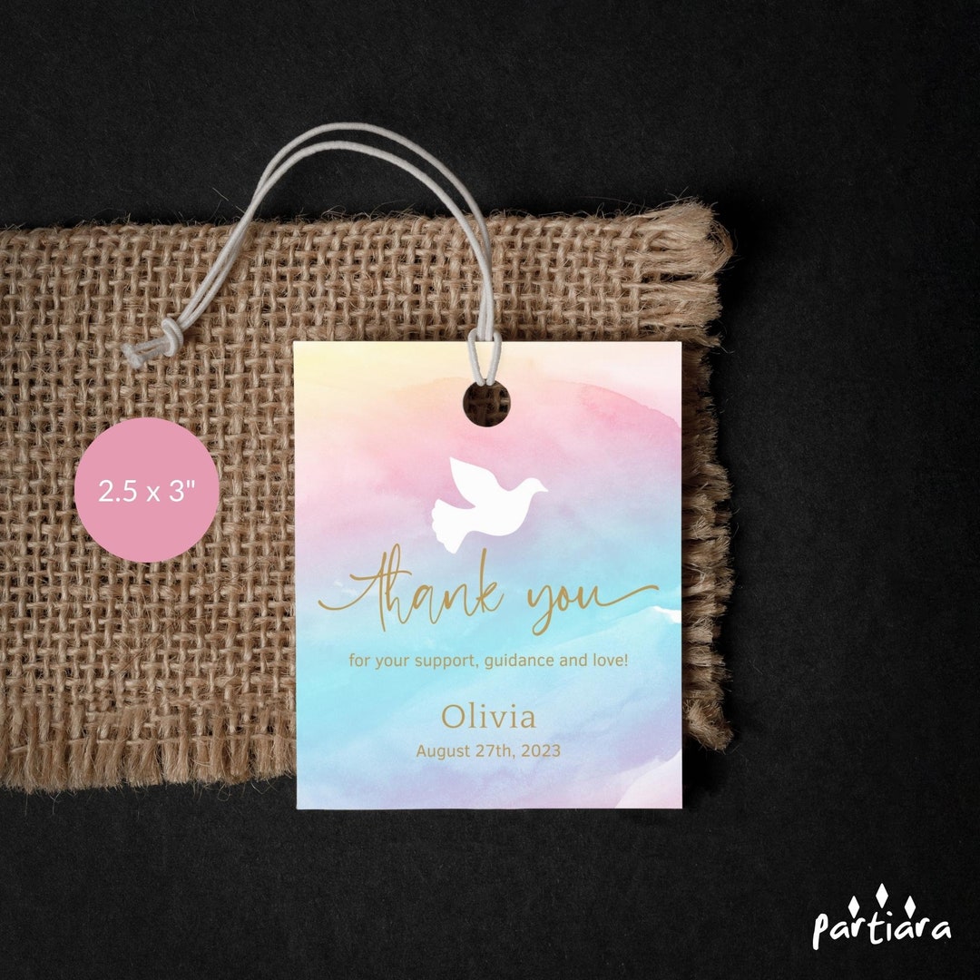 Editable Confirmation Tag Template, Girls Confirmation Thank You Gift ...