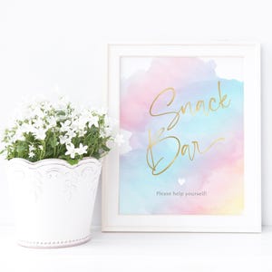 Snack Bar Table Sign, Birthday Party Nibbles Poster Decor Printable ...