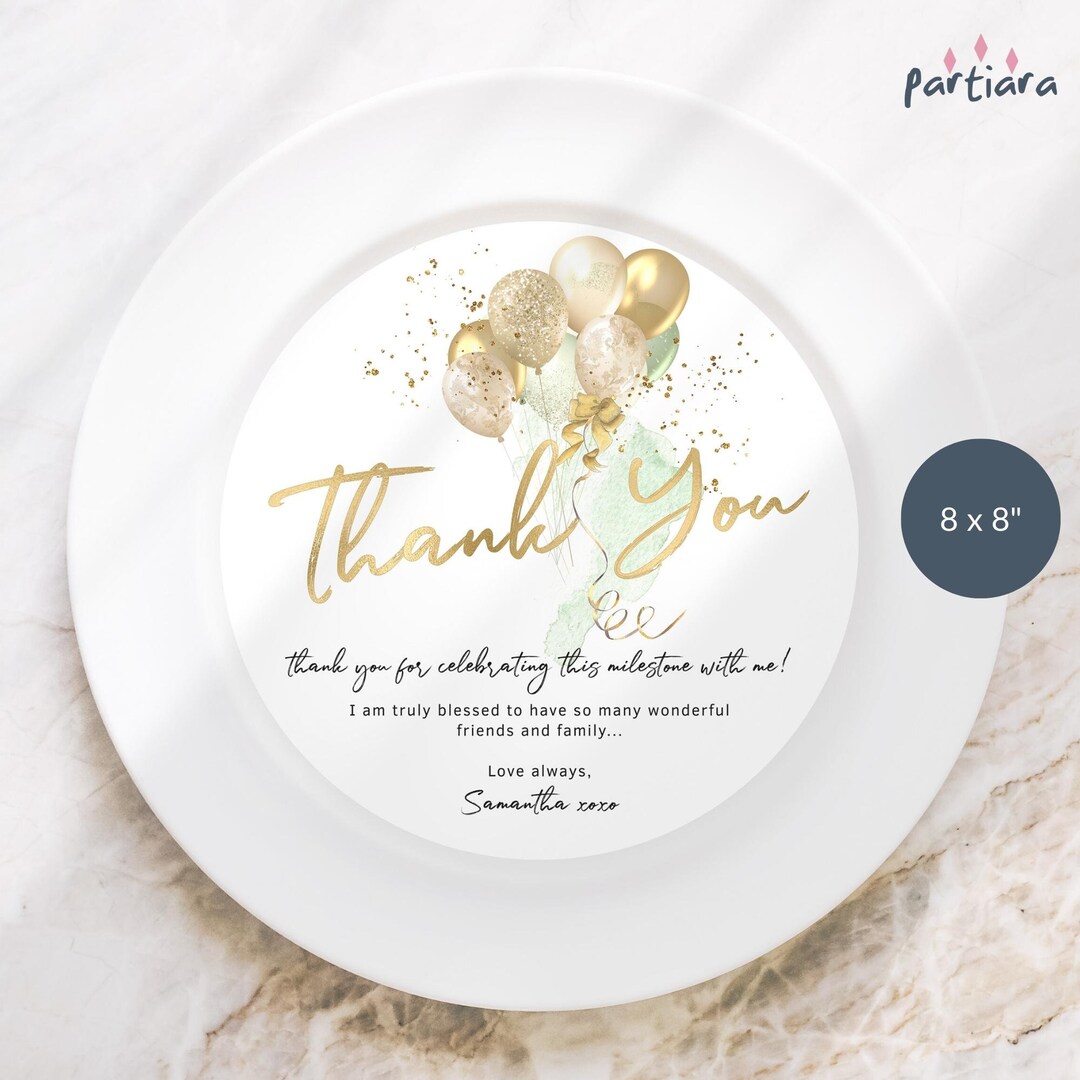 Thank You Plate Insert Charger, Birthday Dinner Party Printable for ...