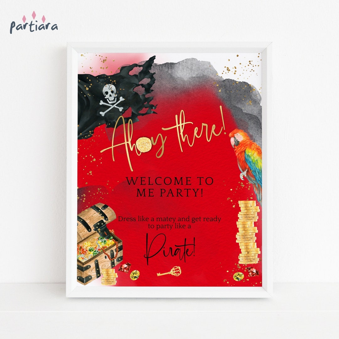 Pirates Welcome Sign, Birthday Boys Treasure Party Welcome Poster ...