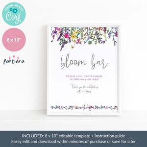 Wildflowers Bloom Bar, Floral Posy Favor Sign Printable, Girl Baby ...