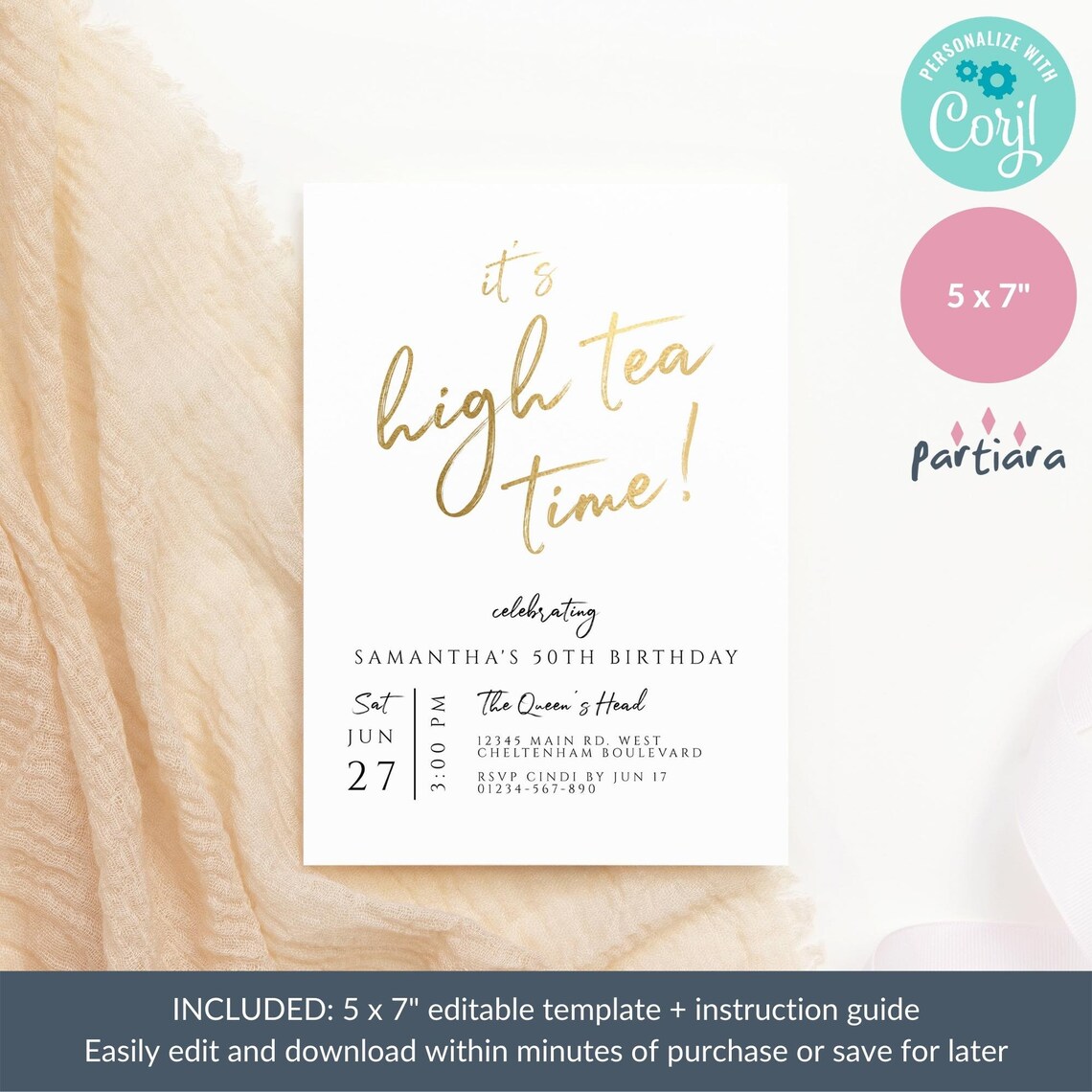 It's High Tea Time Invitation Ladies Birthday Tea Party - Etsy