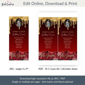 Birthday Program Template Photo Party Table Programs Ladies Teen Girls ...