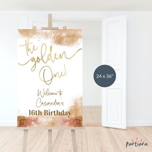 Golden Birthday Sign Welcome Party Poster Board Printable, Teen Girls ...