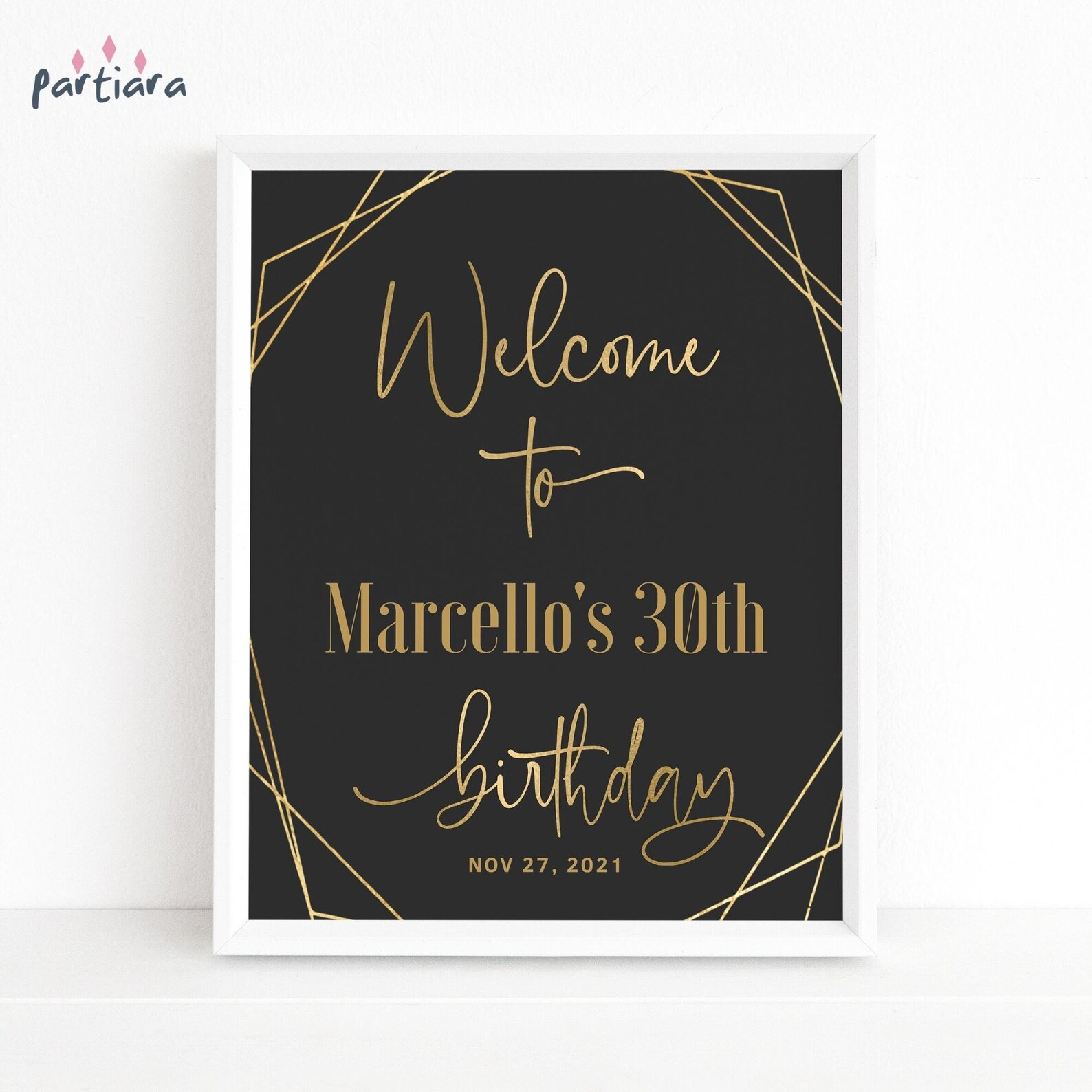 Adult Birthday Table Welcome Sign Editable Black and Gold - Etsy