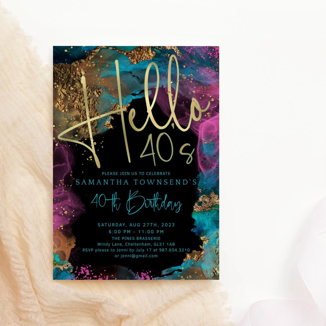 Hellos 40s Invite 40th Birthday Invitations Ladies Forties Dinner Party ...