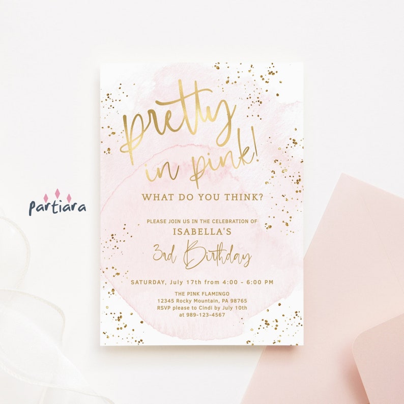 Girls Pretty in Pink Birthday Party Invitation DIY Printable | Etsy