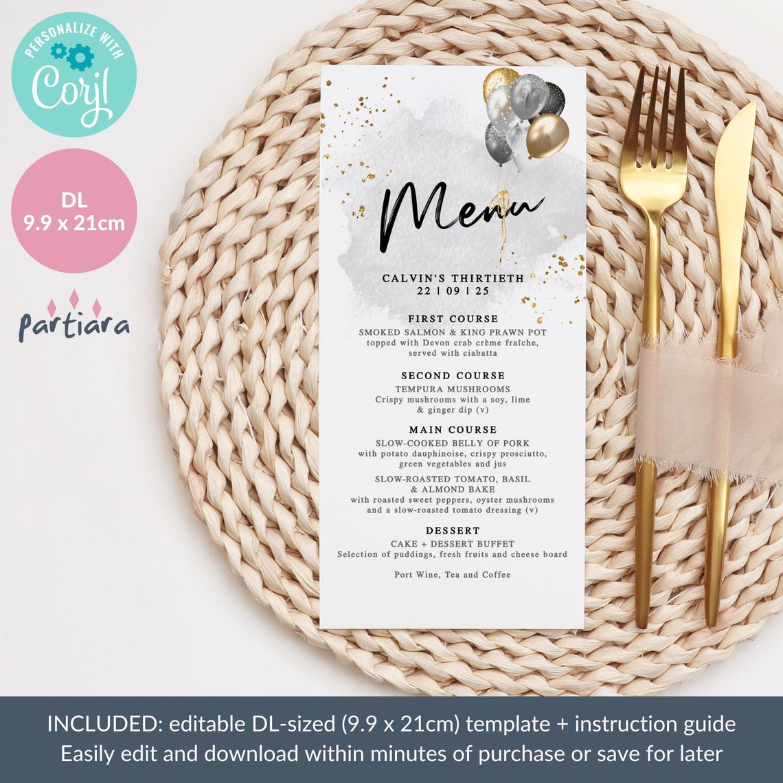 Birthday Celebration Menu Card Printable, Wedding Party Menus, Mens ...