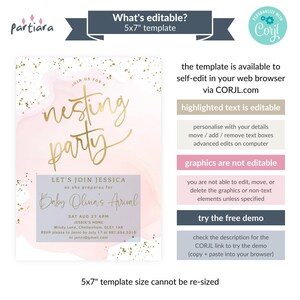 Baby Girl Nesting Party Invite Printable Baby Shower Invitations Pastel ...