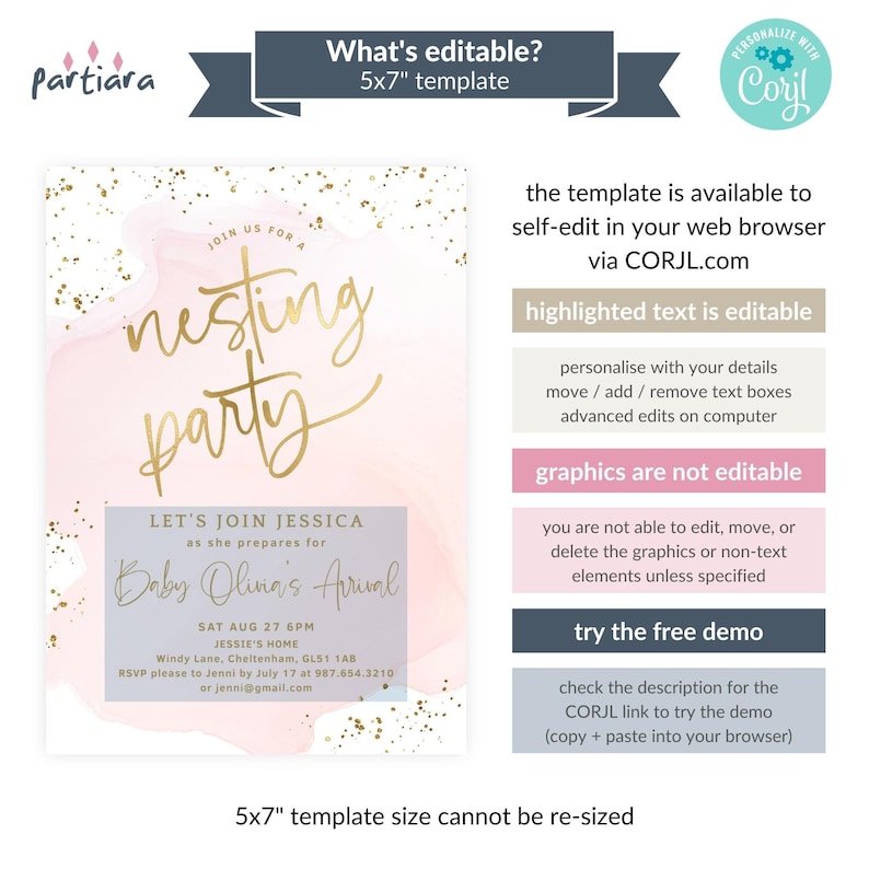 Baby Girl Nesting Party Invite Printable Baby Shower - Etsy