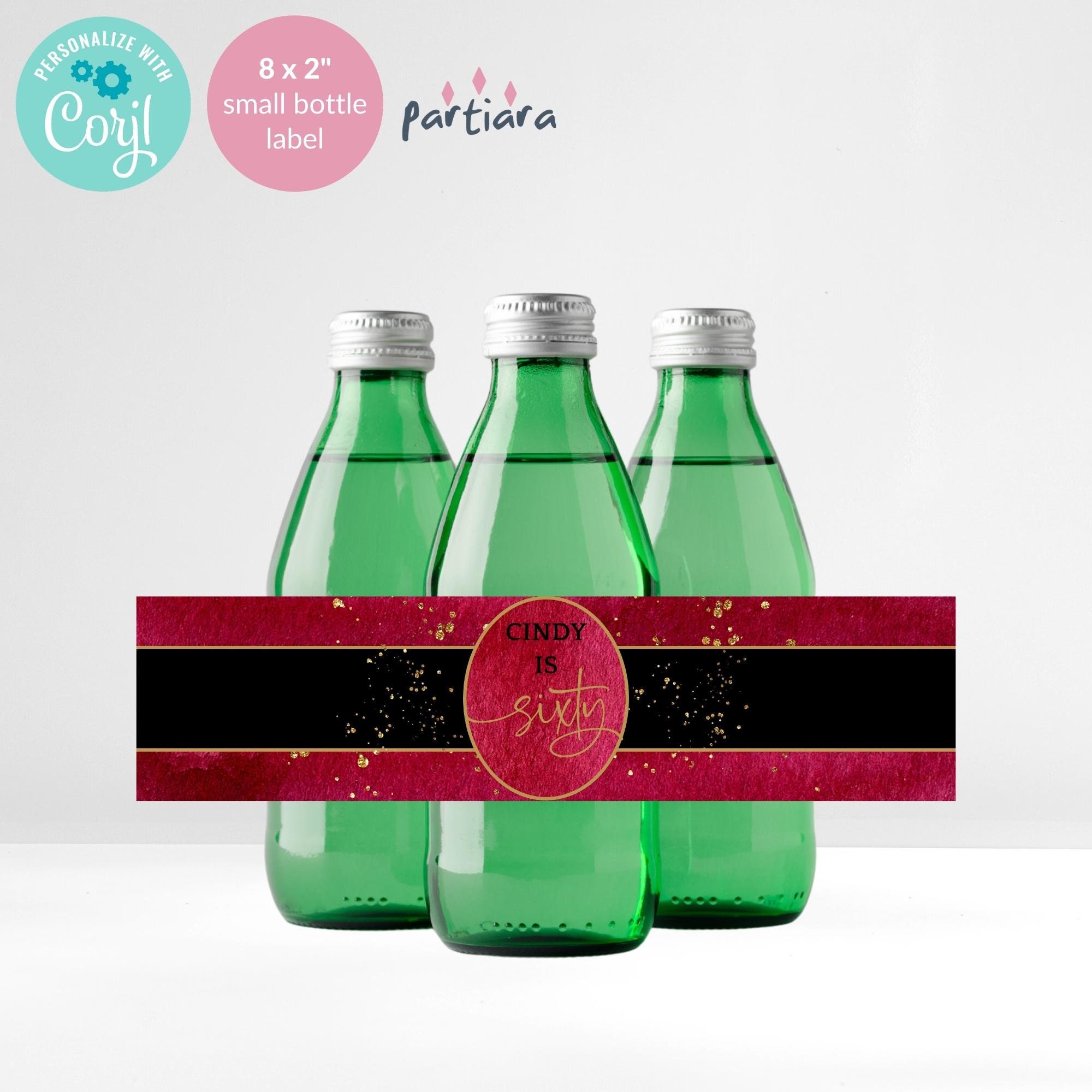 Red Gold Water Bottle Labels Printable Ladies Birthday Party - Etsy