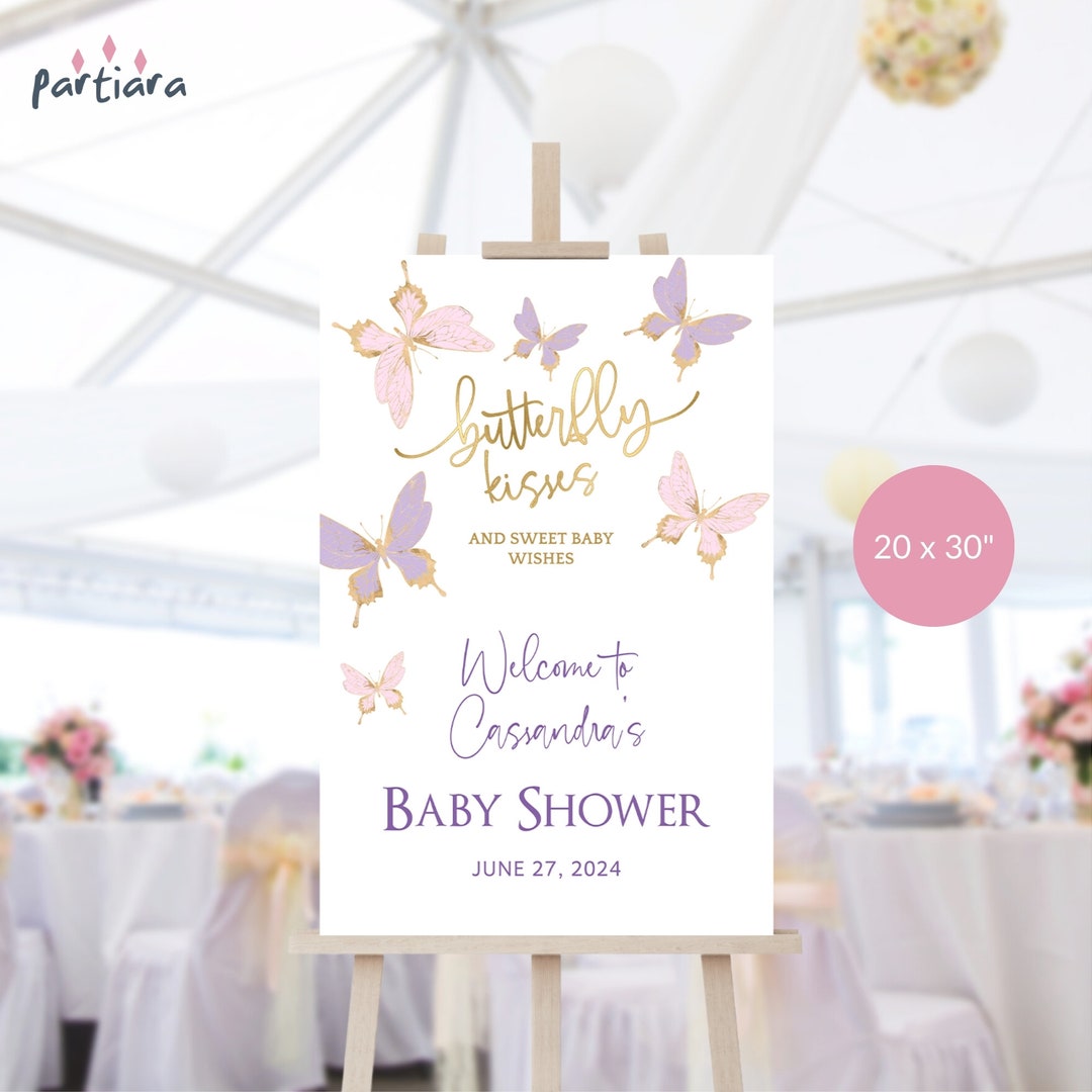 Welcome Baby Butterfly Sign, Butterfly Kisses and Baby Wishes Baby ...