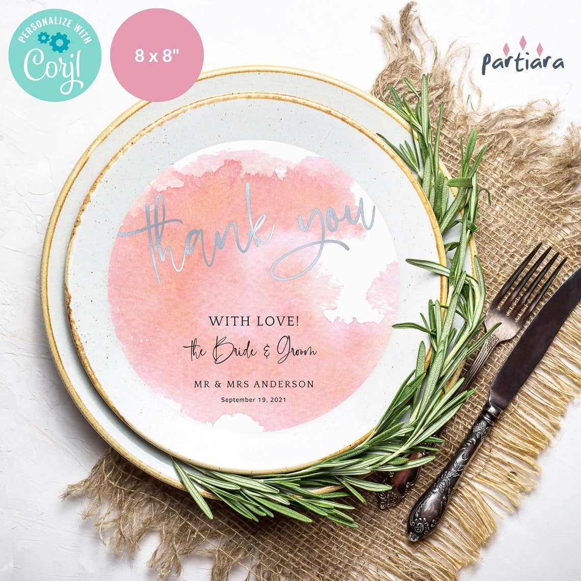 Ladies Birthday Thank You Plate Charger Printable Blush Pink - Etsy