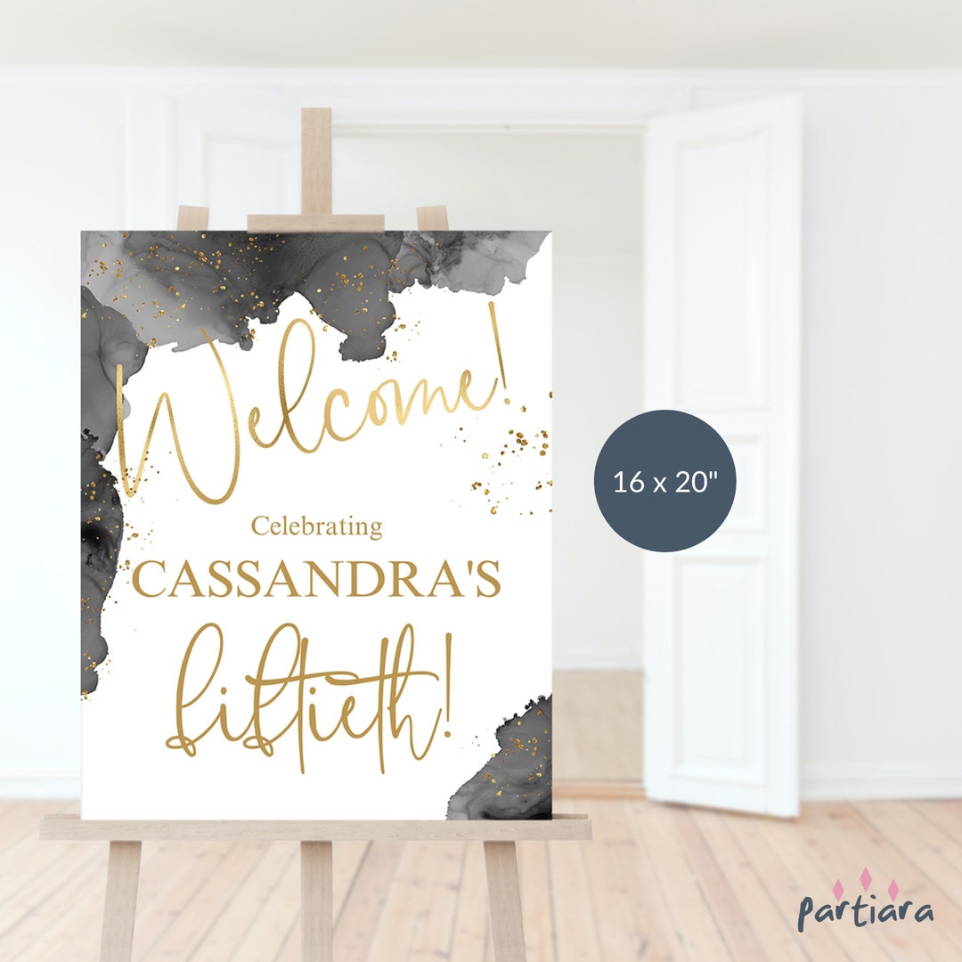 Black and White Welcome Sign Template: Adult Men or Ladies Birthday ...