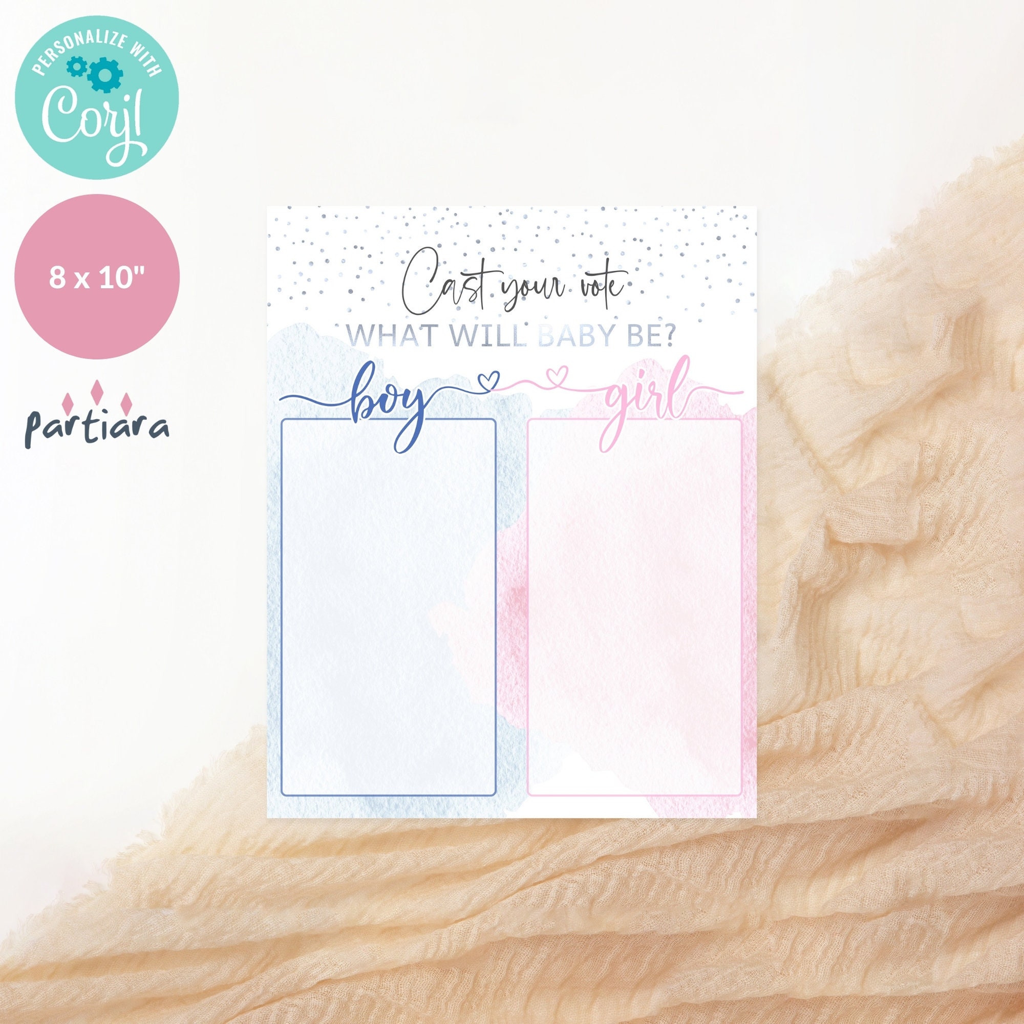 Gender Reveal Voting Sign Printable Team Boy Girl Cast Your - Etsy