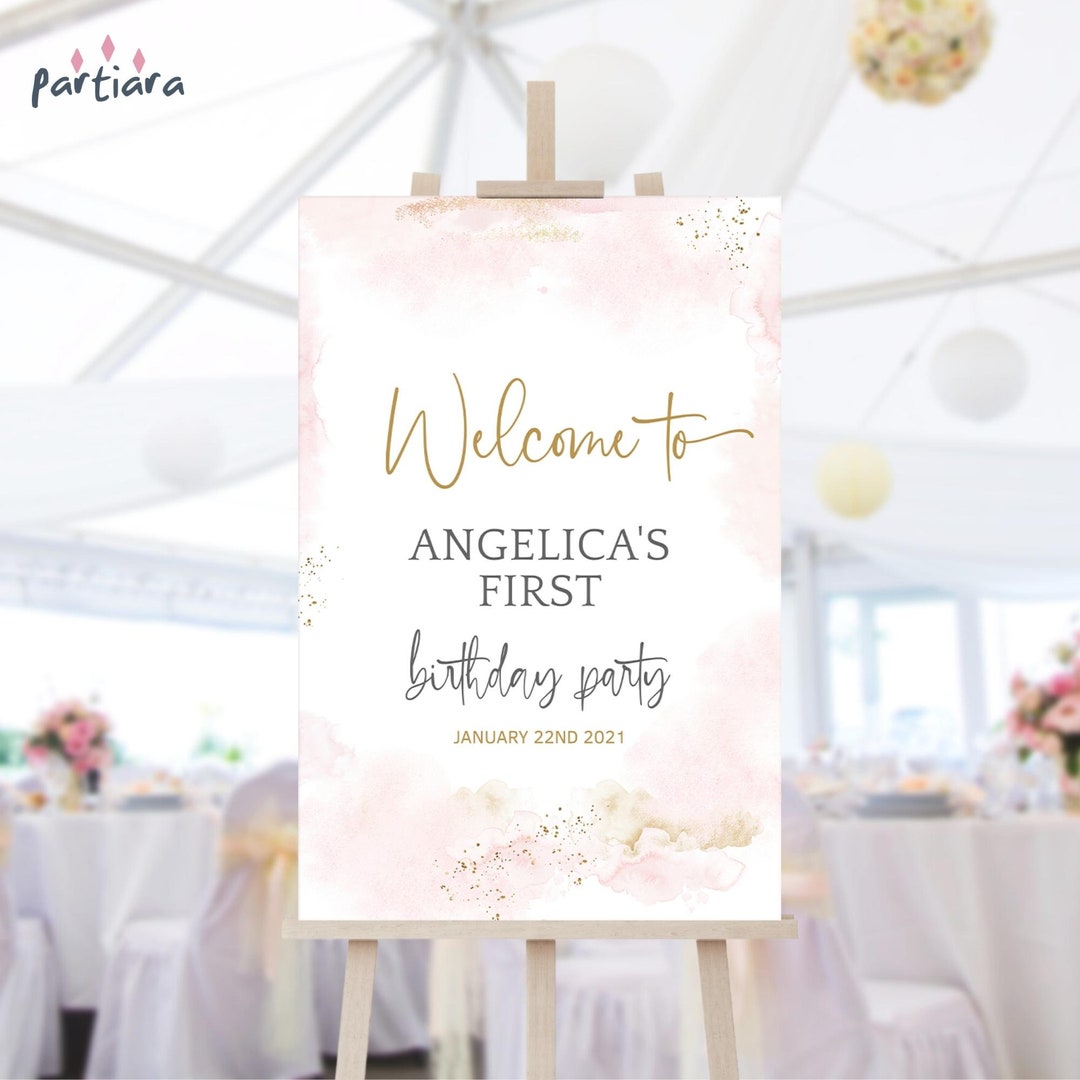 Pastel Welcome Sign Template, Girls Birthday Party Welcome Poster ...