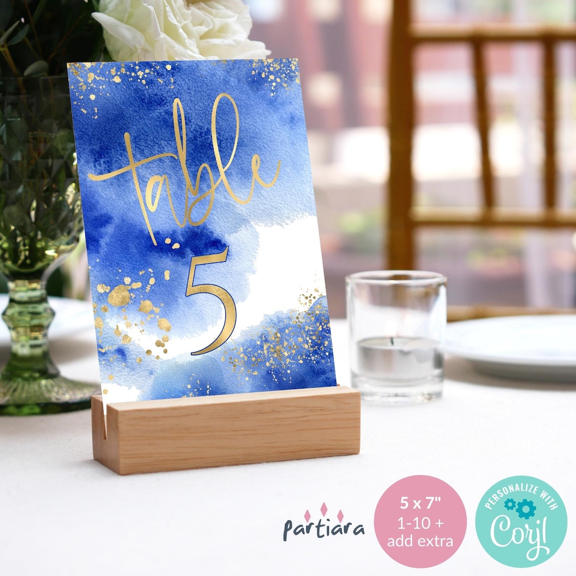 Royal Blue Gold Table Numbers Printable Men or Ladies Birthday - Etsy