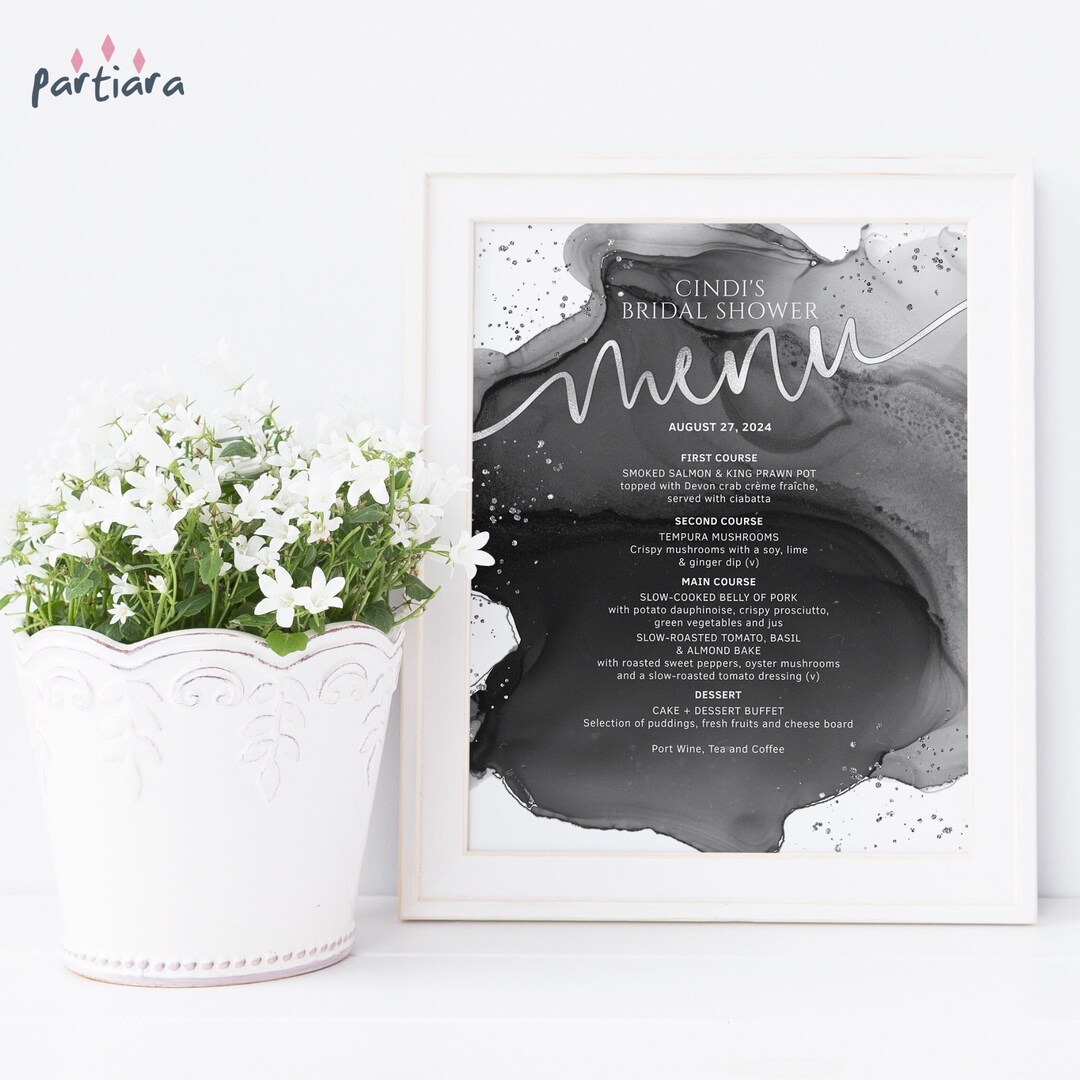 Editable Buffet Menu Sign Template All Black Birthday Dinner Menus ...