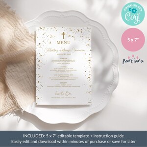 All White Gold Communion Menu Printable Boy or Girl First Holy ...