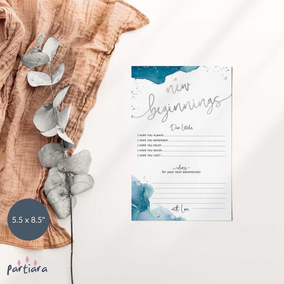 New Beginnings Retirement Wishes and Advice Notecard Printable, Men or ...