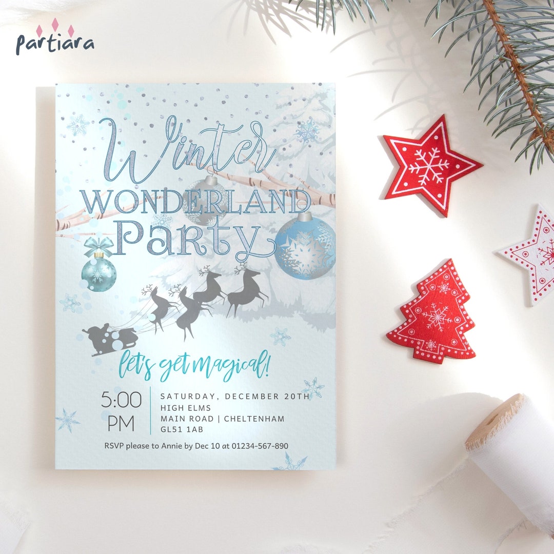 Christmas Winter Wonderland Party Invite Printable Kids Christmas ...