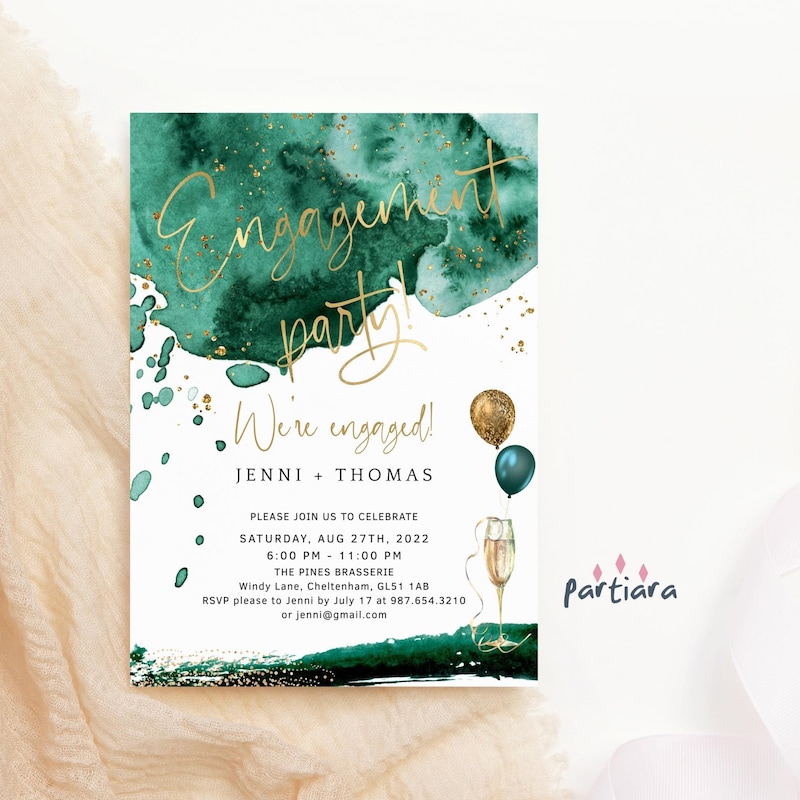 Green Party Invitations - Etsy