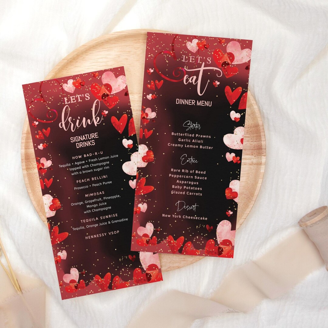 Valentines Dinner Menu Template, Lets Eat Food and Bar Menus ...