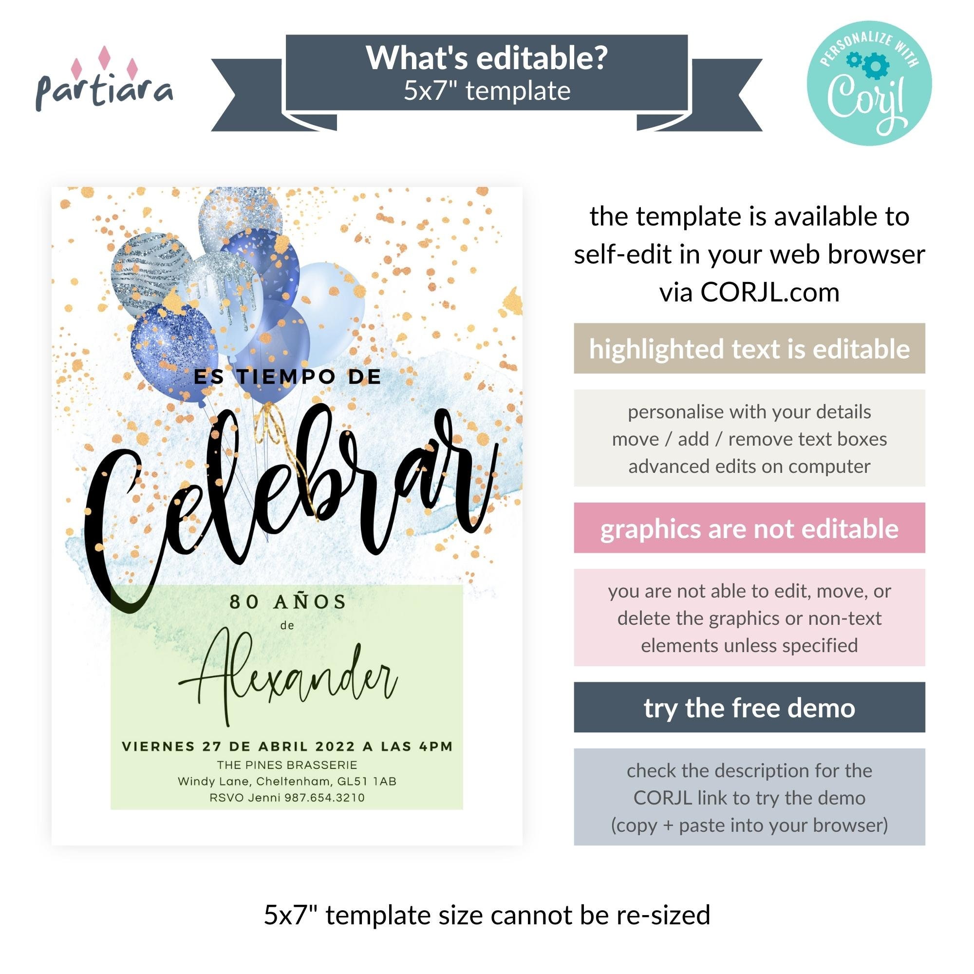 Spanish Invitation Birthday Celebration Party Invites for Men - Etsy