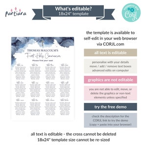 Editable Communion Seating Chart Template for Boys, Baby Baptism Party ...