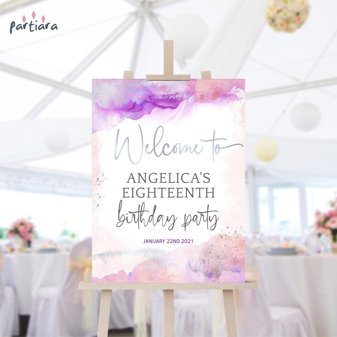 Ladies Birthday Party Welcome Sign Editable Teen Girl's 18th Birthday ...