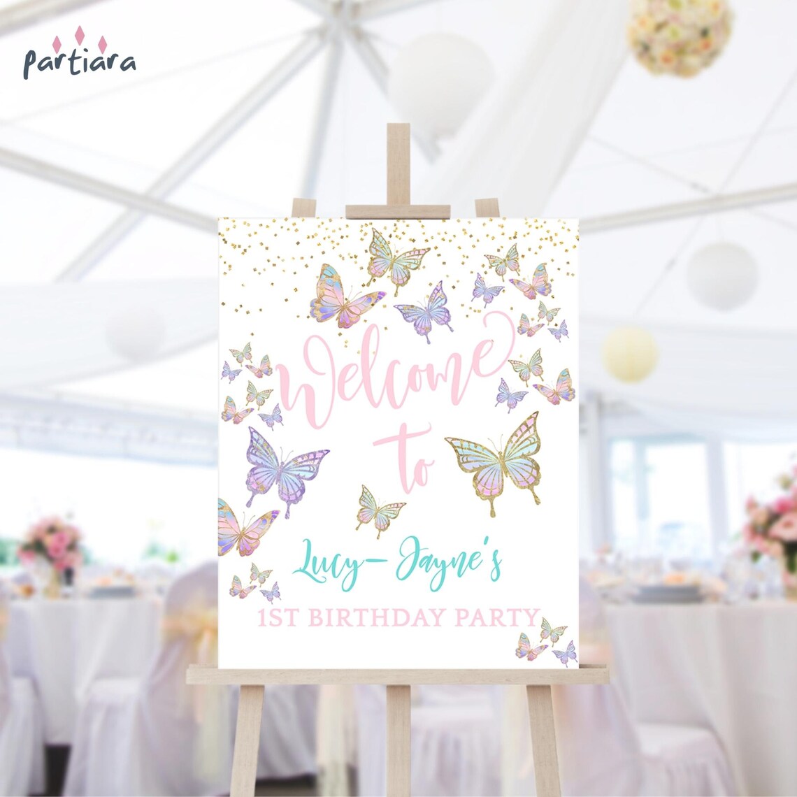 Baby Girl Butterfly Welcome Sign Baby Shower Party Rainbow - Etsy