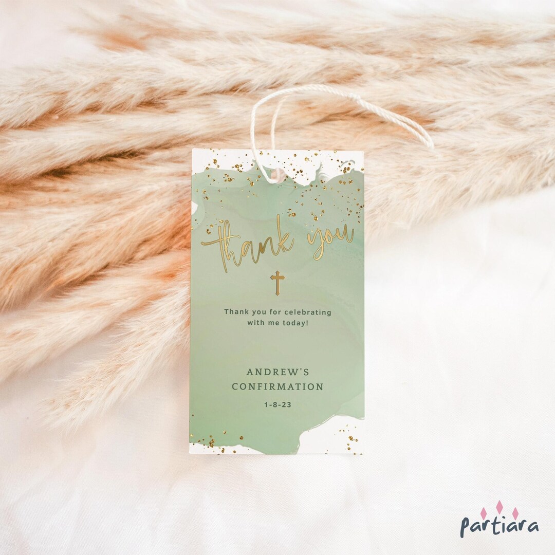 Confirmation Party Tag, Thank You Favor Gift Tags Printable, First ...