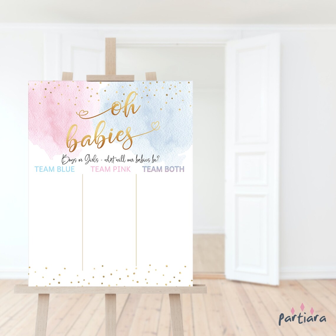 Gender Reveal Twin Baby Tally Sheet Game Sign EDITABLE Twins | Etsy