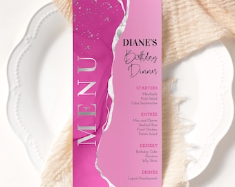 Hot Pink Food Menu Canva Template - Etsy