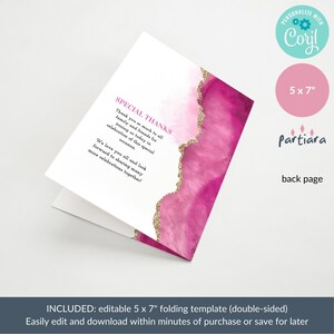 Editable Birthday Program Ladies Fuchsia Pink Gold Teen Girl Dinner ...