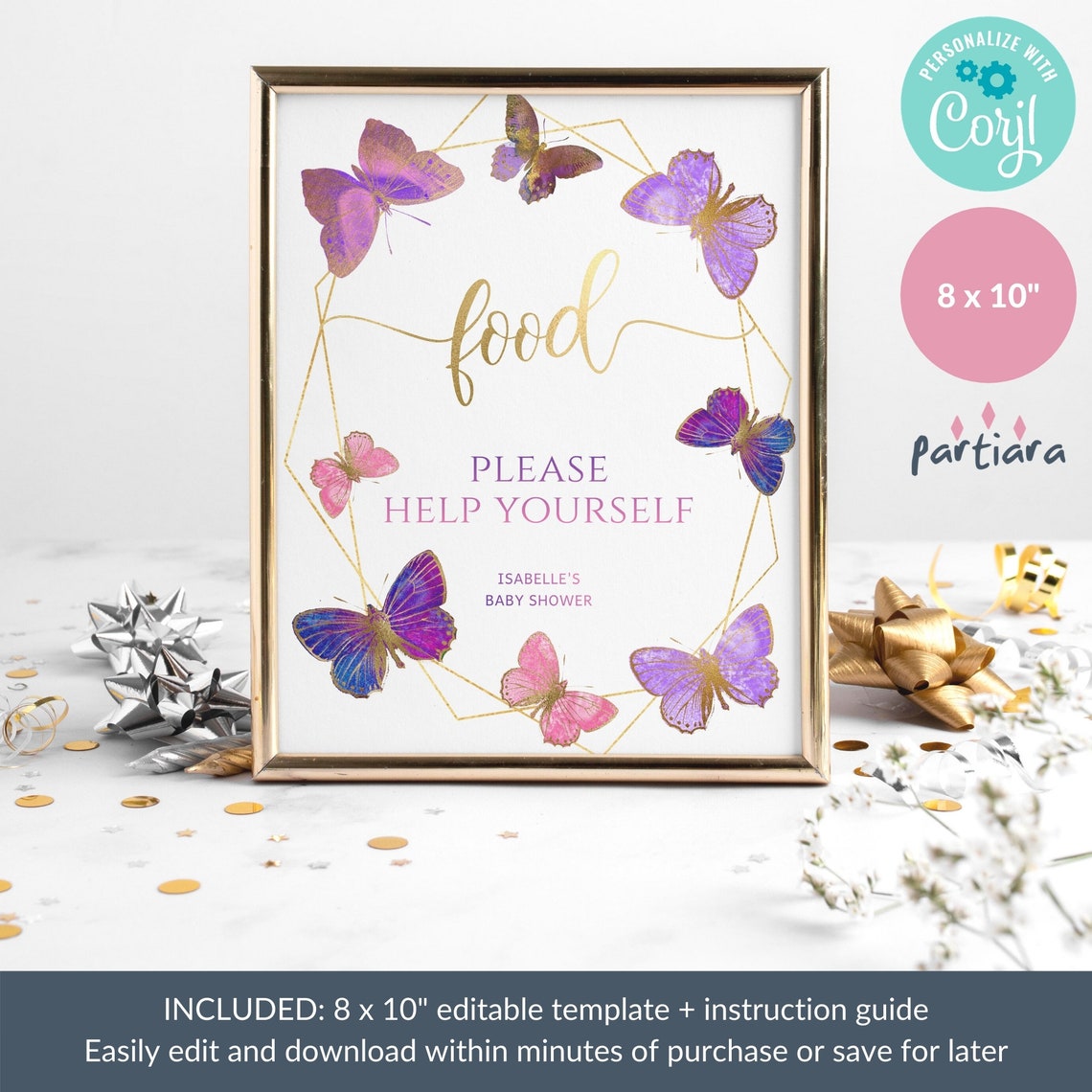 Butterfly Theme Party Food Table Sign DIY EDITABLE TEMPLATE - Etsy
