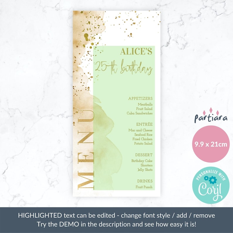 All White Gold Birthday Menu Cards Ladies Night Party Table - Etsy