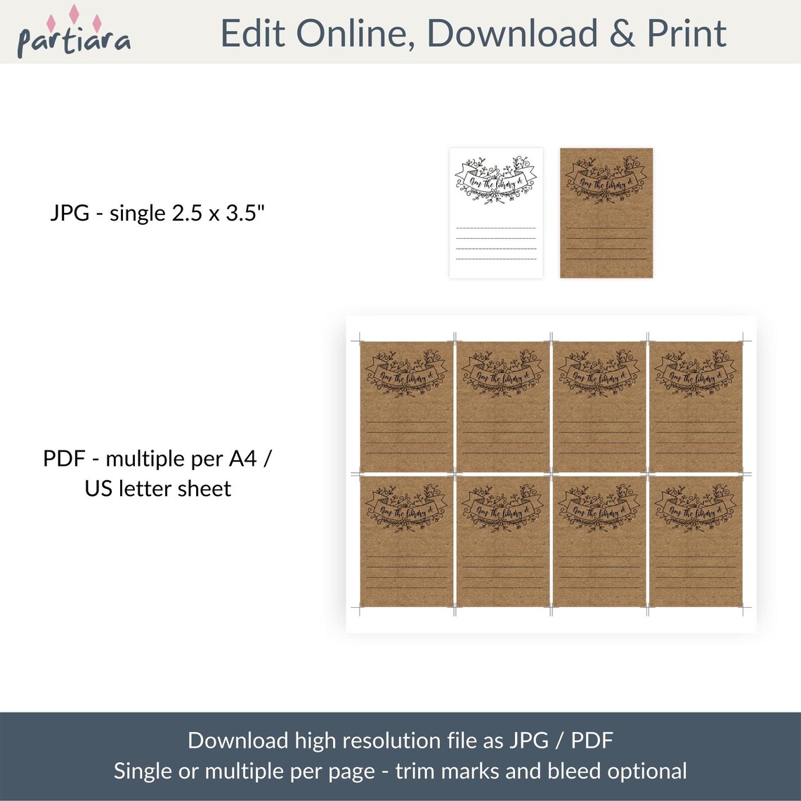 Library Book Plate Labels Editable Printable Bookplate | Etsy UK