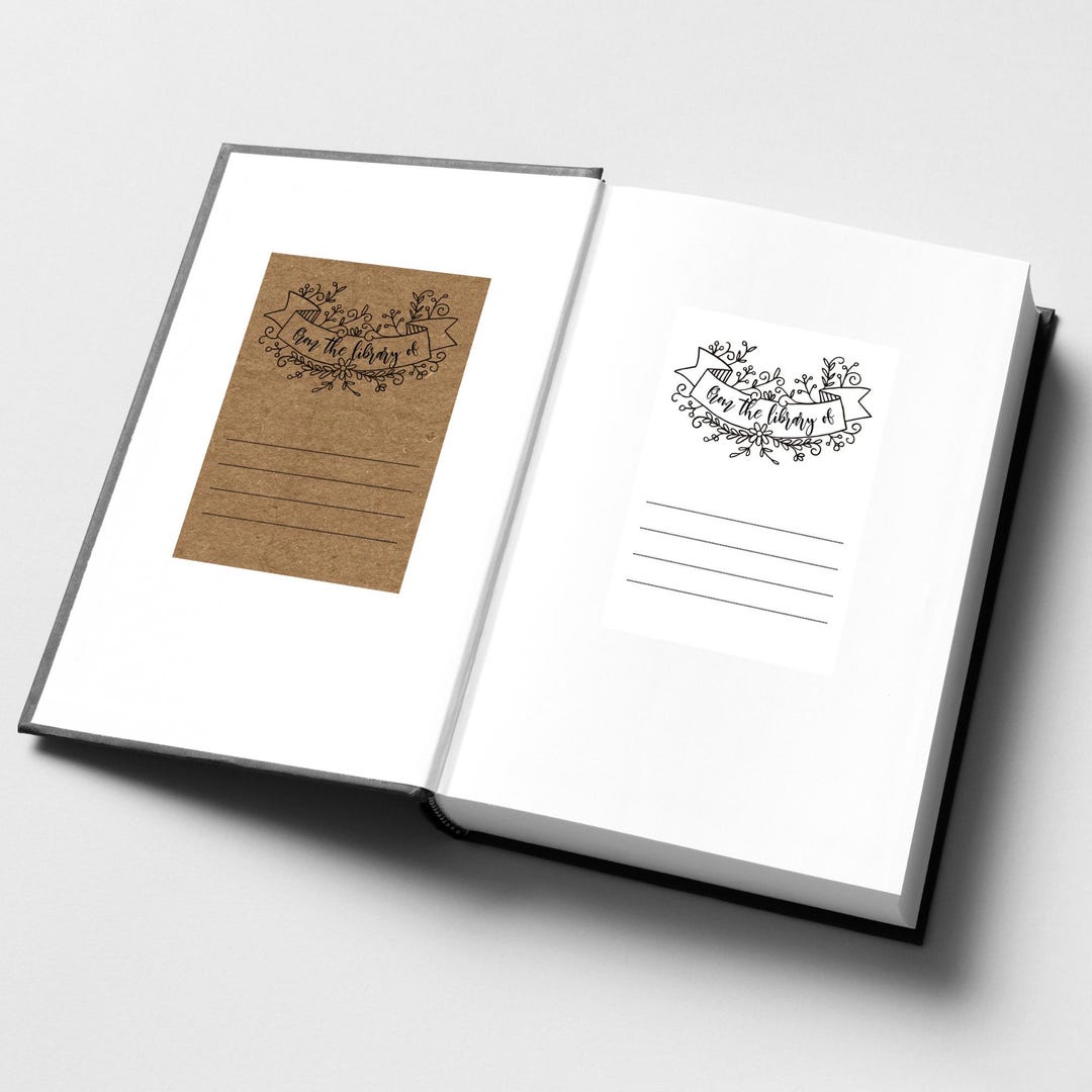 Library Book Plate Labels Editable Printable Bookplate Stickers ...